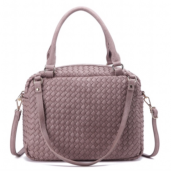 Bags | Basketweave Handbag Purse Blush Mauve | Poshmark